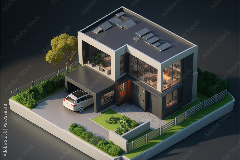 Illustrated 3D icon representation of a isometric modern house – Create ...