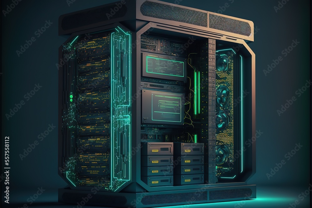 Server room data center. Backup, mining, hosting, mainframe, farm and ...