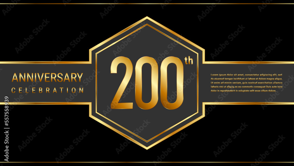 Vetor de 200 year anniversary template design with golden text. Vector ...