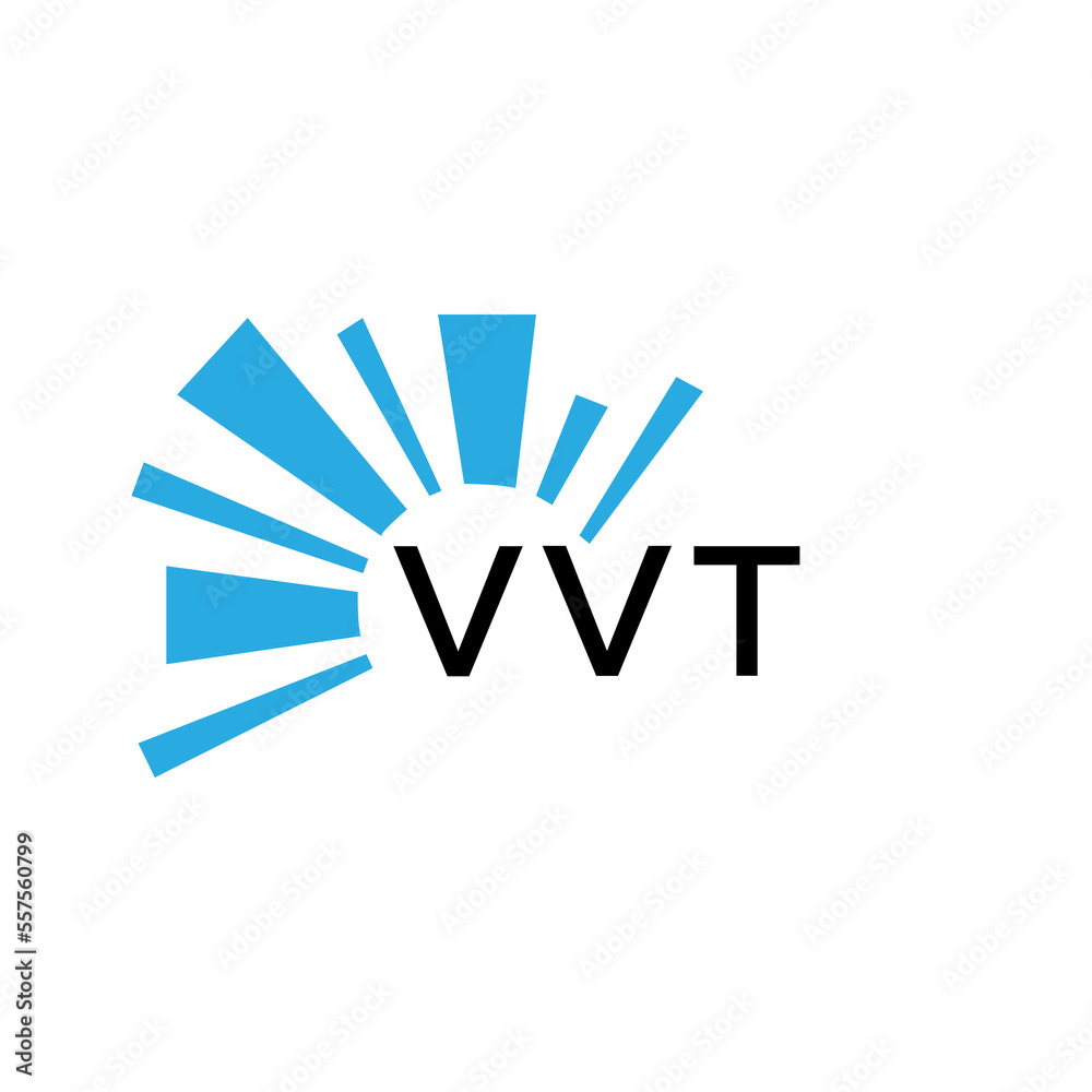VVT letter logo. VVT blue image on white background and black letter ...