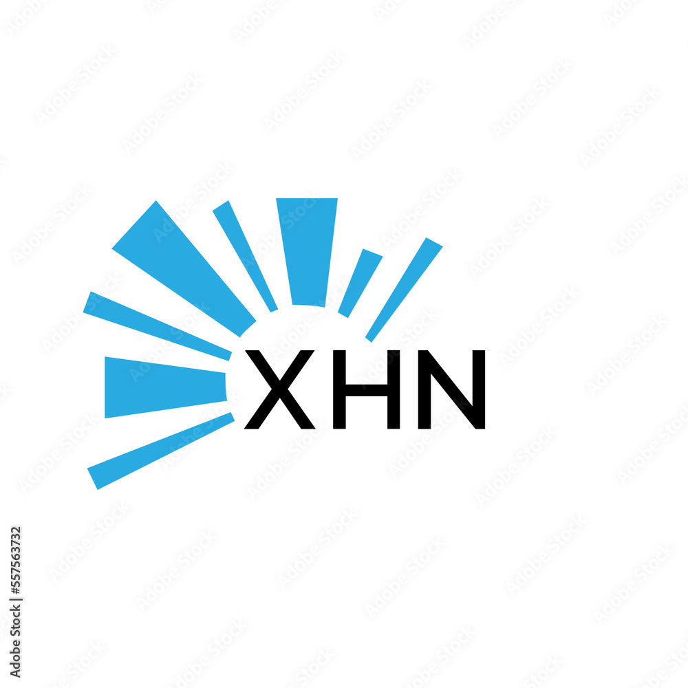 XHN letter logo. XHN blue image on white background and black letter ...