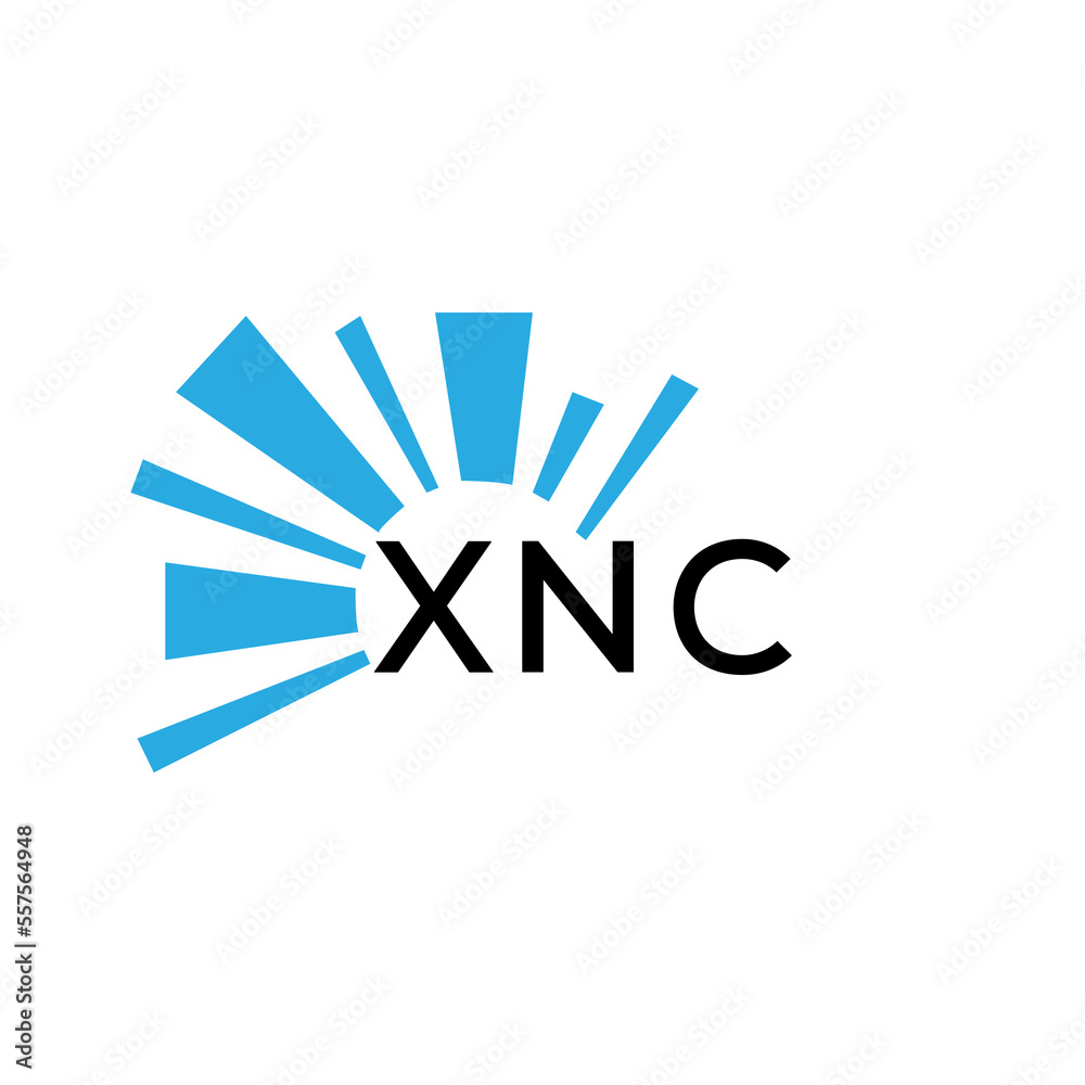 XNC letter logo. XNC blue image on white background and black letter ...