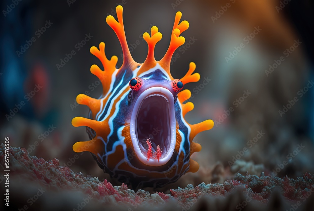 funny illustration of sea creature Nudibranchs, commonly known as sea ...