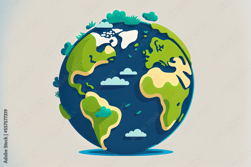 Rotation of the planet Earth in a cartoon style, isolated on a white ...