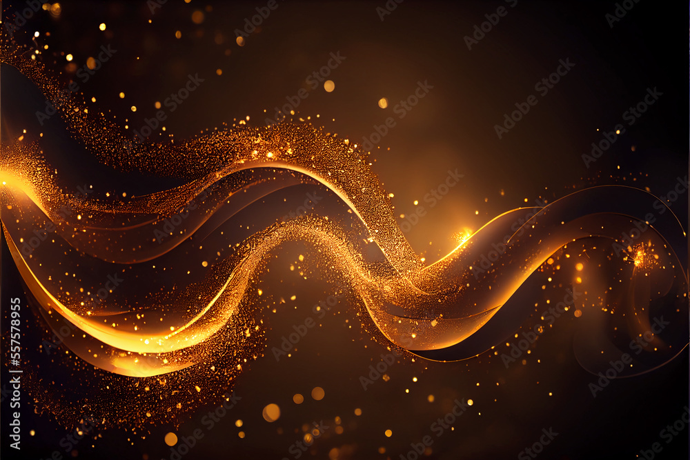 Abstract luxury swirling gold background with gold particle. Christmas ...