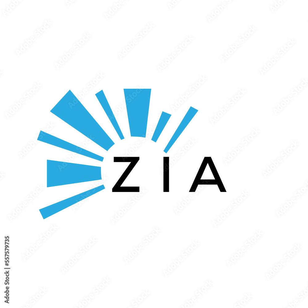 ZIA letter logo. ZIA blue image on white background and black letter ...
