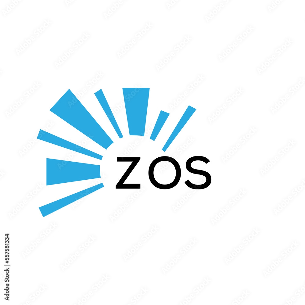 Zos Letter Logo Zos Blue Image On White Background And Black Letter Zos Technology Monogram