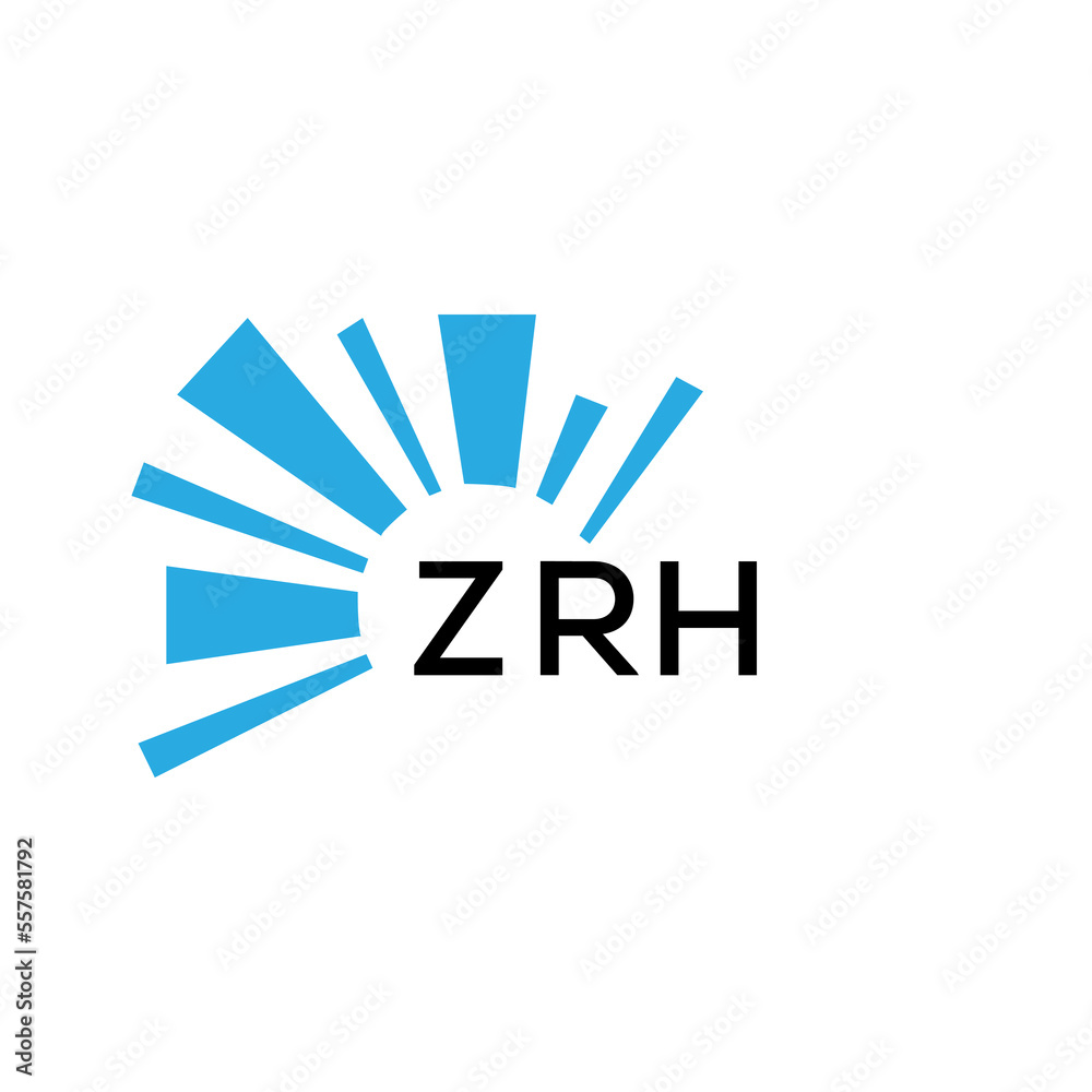 ZRH letter logo. ZRH blue image on white background and black letter ...