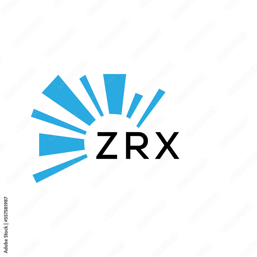 ZRX letter logo. ZRX blue image on white background and black letter ...