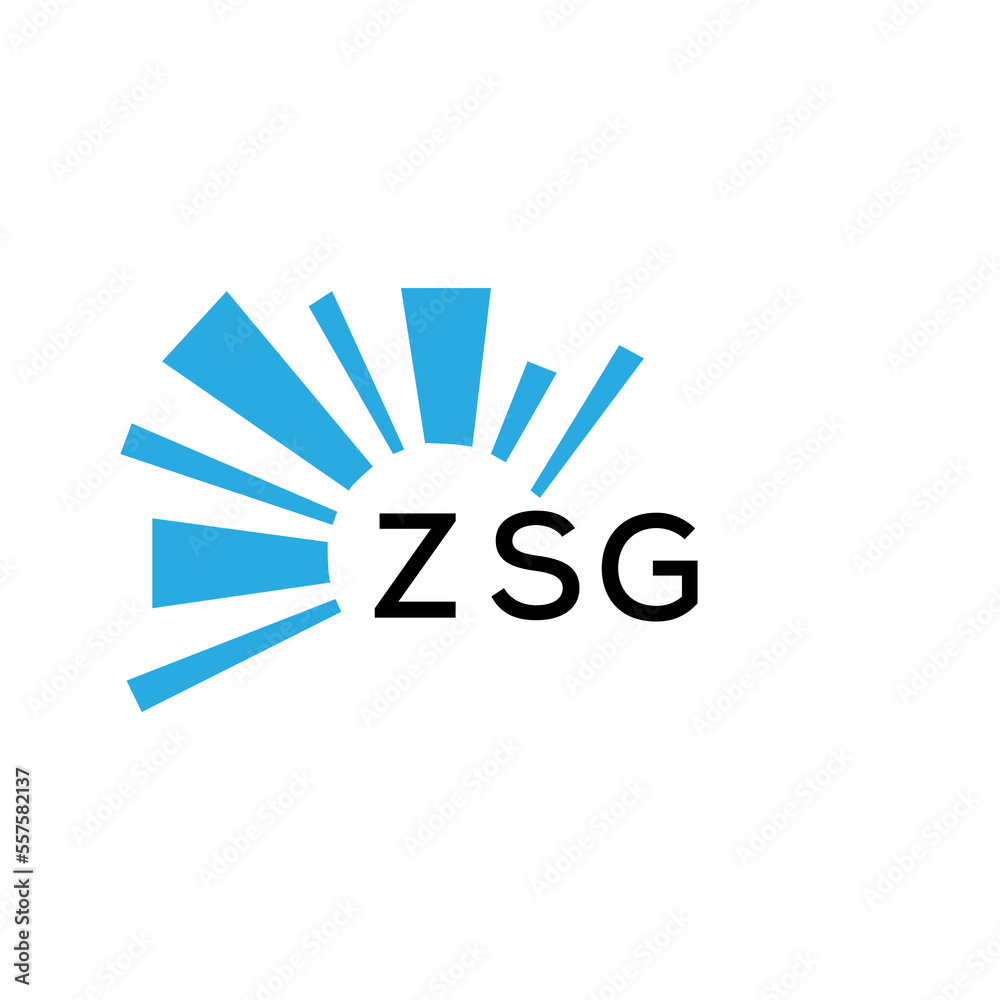 ZSG letter logo. ZSG blue image on white background and black letter ...