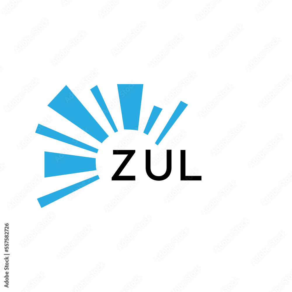 ZUL letter logo. ZUL blue image on white background and black letter ...