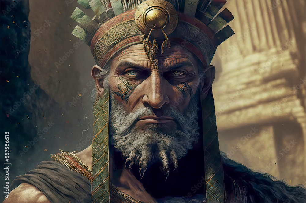 Ilustrace „Concept Art Ancient Mesopotamian Warrior with a Crown on his ...