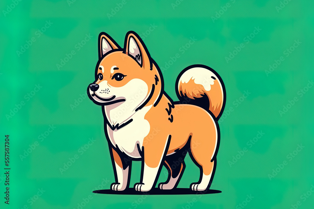 Shiba Inu dog cartoon symbol, an animal representing sport, in an ...