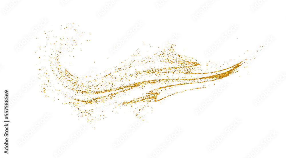 Sparkling glitter border isolated on white background, golden dust ...