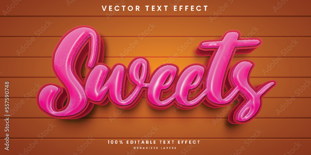 Sweets editable 3d text effect Stock Vector | Adobe Stock