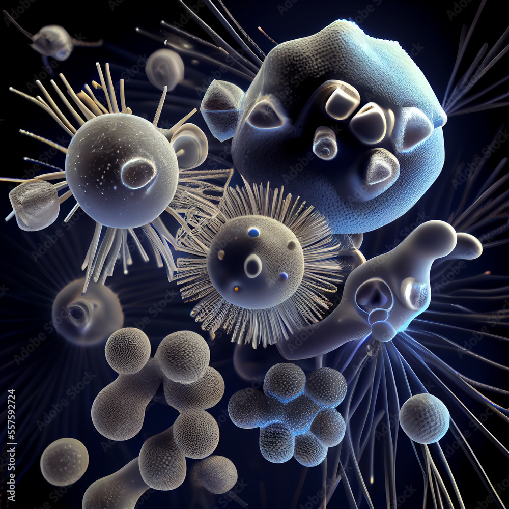 3D cell models examined with electron microscopy Stock Illustration ...