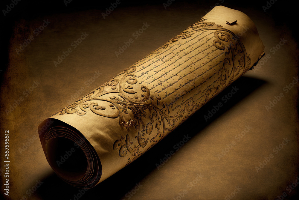 Whether antique parchment or an old scroll roll,. Generative AI Stock ...