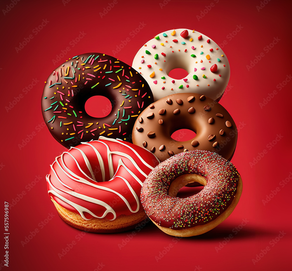 Sweet donut 3d realistic render icon. Cake, donuts, , chocolate ...