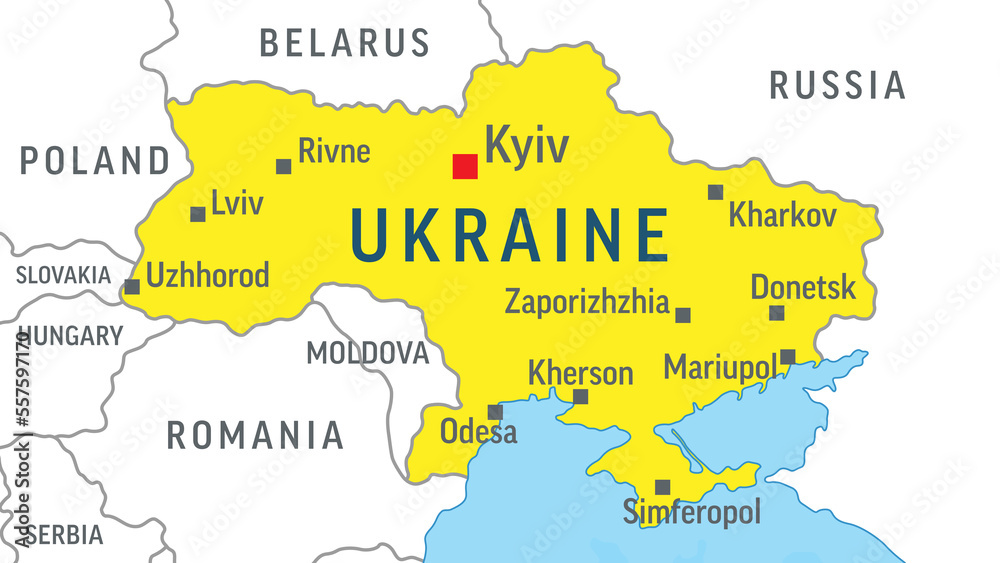 Poster Ukraine Map. Zoom on World Map. Vector Illustration – Wall Art ...