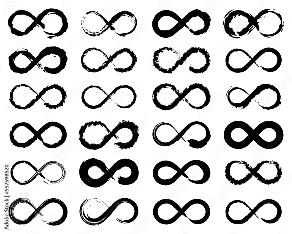 Infinity symbol icons, unlimited infinity, endless line shape sign ...