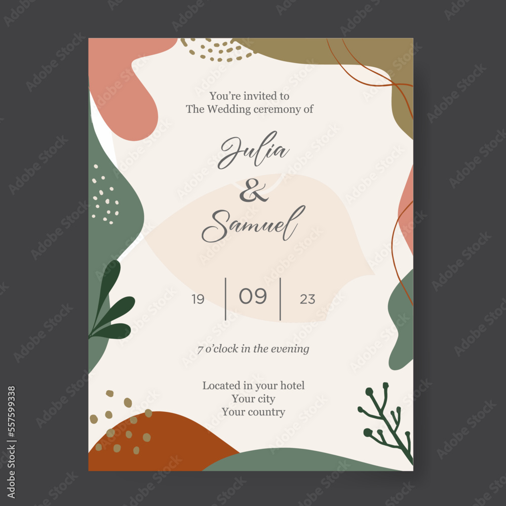Simple wedding invitation template Stock Vector | Adobe Stock