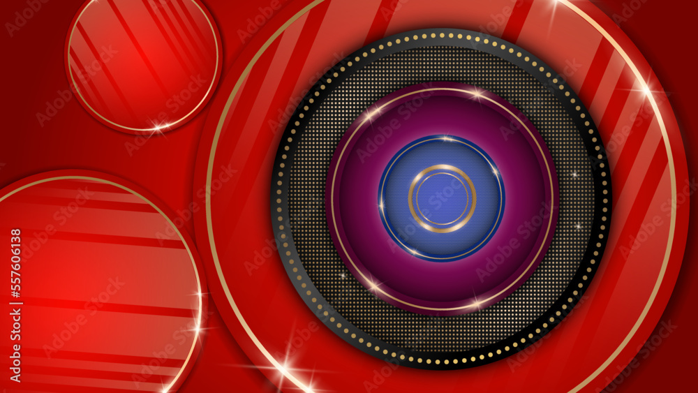 Abstract red and gold background with circles Stock Vector | Adobe Stock