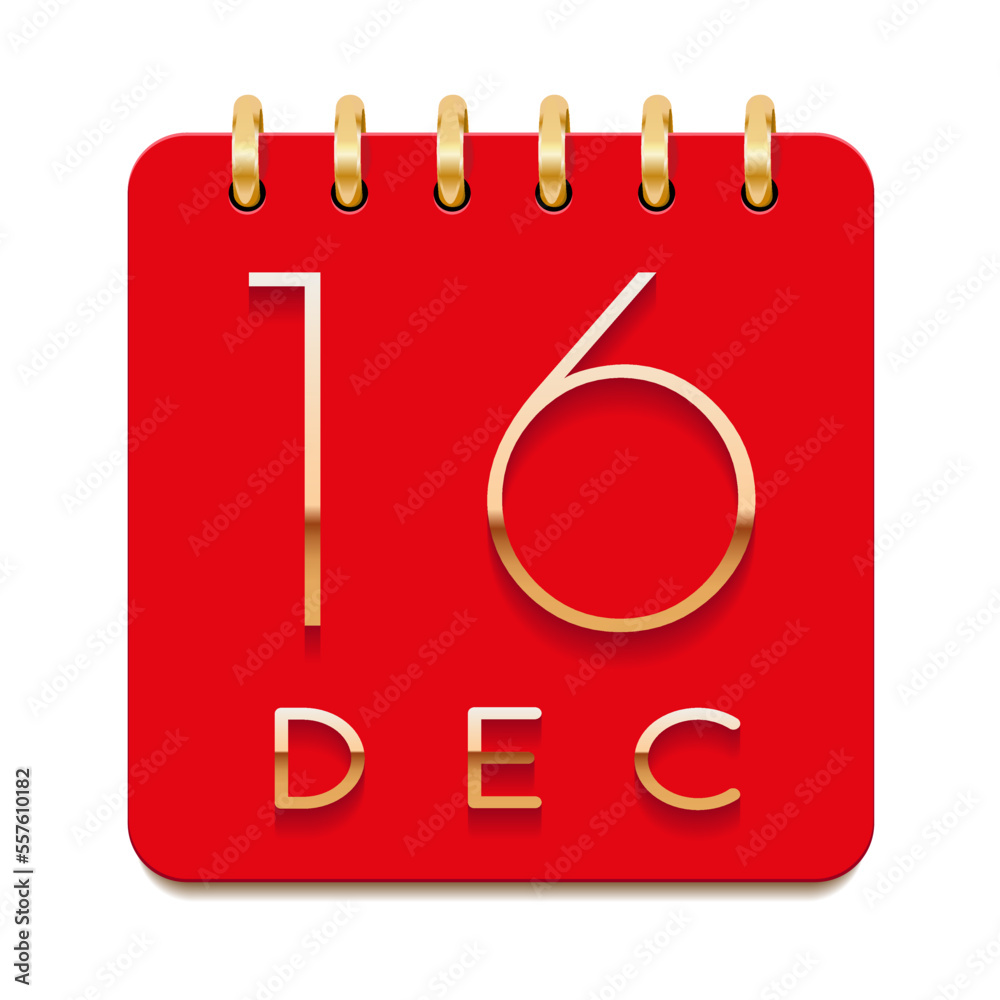 16 day of the month. December. Luxury calendar daily icon. Date day ...