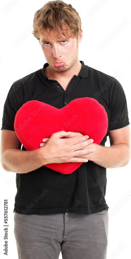 Unhappy love. Funny image of sad broken heart valentines day man ...