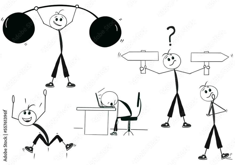set of different funny characters. stick figures. concept of business ...