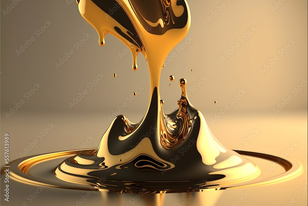 liquid gold metal being poured, splashing, high resolution, background ...