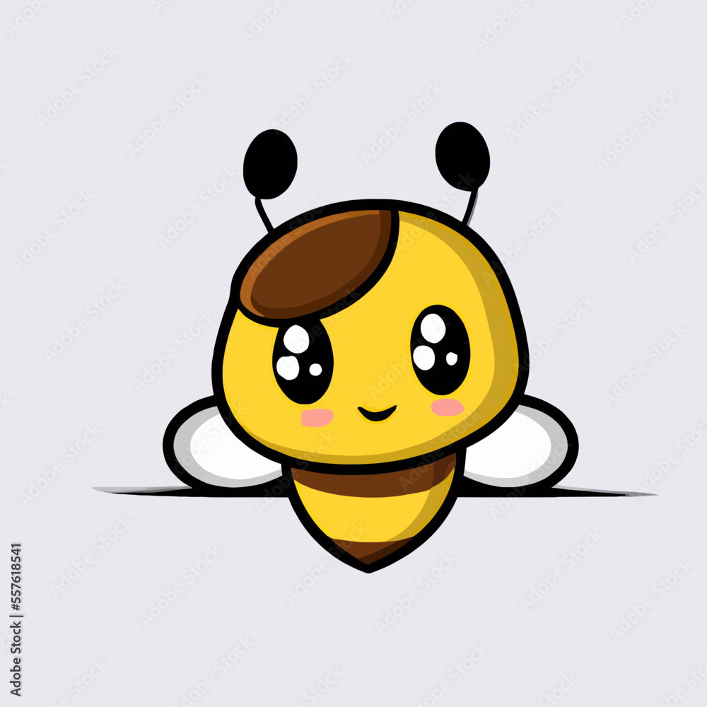 Cute Bee illustration Bee kawaii chibi vector drawing style Bee cartoon ...