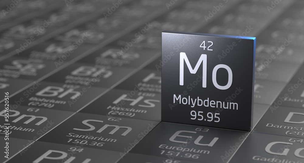 Molybdenum element periodic table, metal mining 3d illustration Stock ...