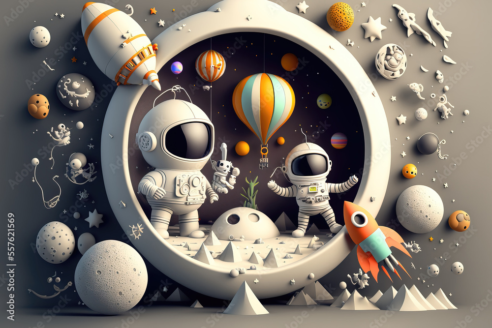 Cartoon kid space explorer. sketch art for artist creativity and ...