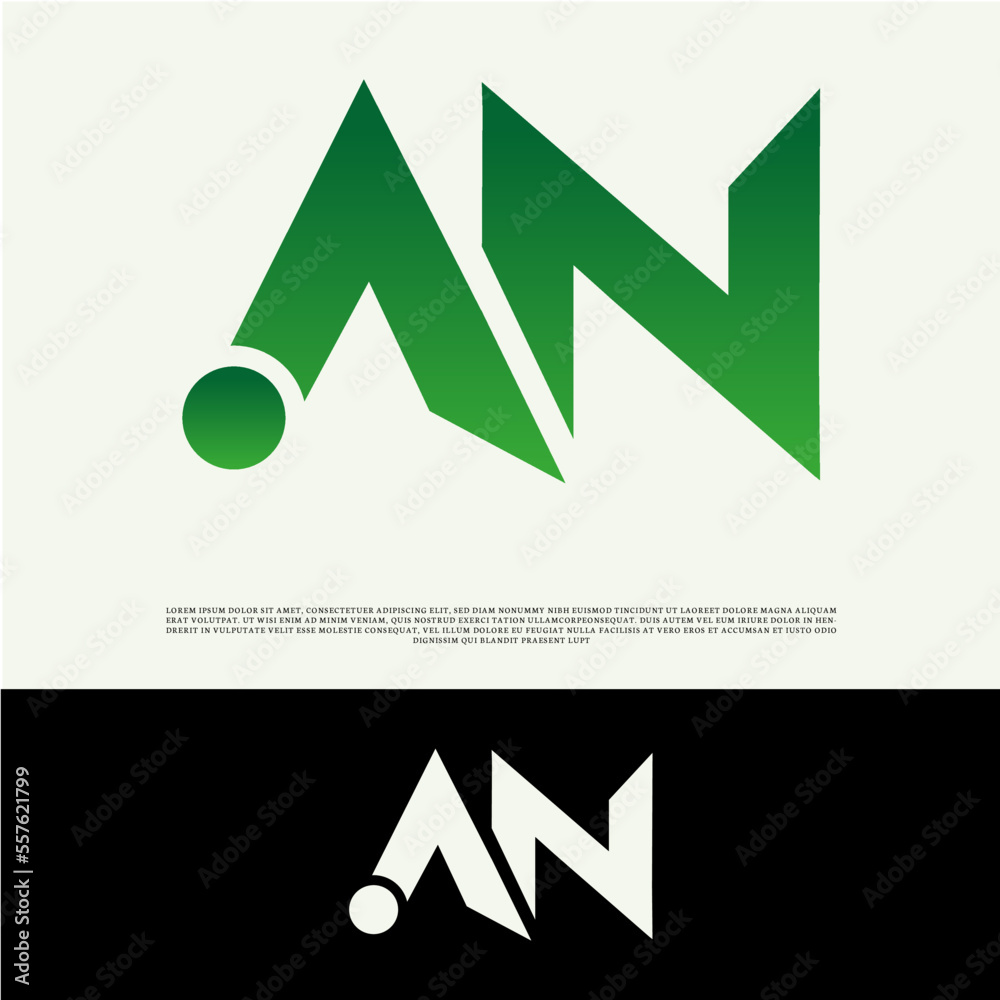 AN logo monogram template with green gradient and white vector file ...