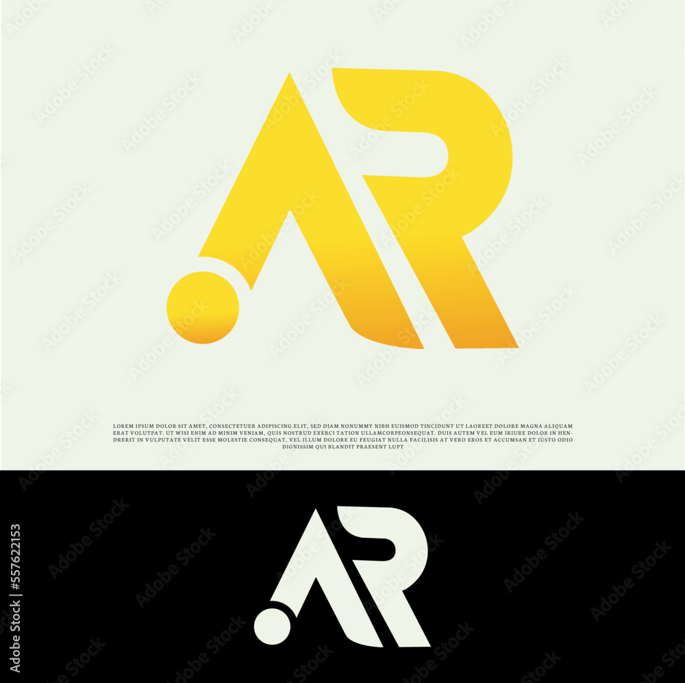 AR letter logo template with yellow gradient and white vector file .eps ...