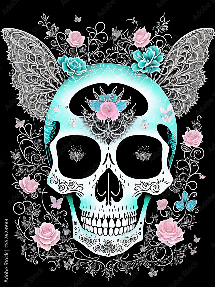 pastel goth creepy cute trippy dreamy gothic skull greeting card ...