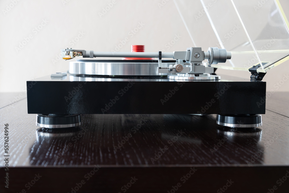 Vintage Stereo Turntable Vinyl Record Tonearm Mechanism Closeup Stock ...
