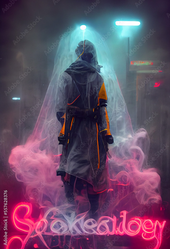 fireman with fire extinguisher, man wearing a transparent plastic ...