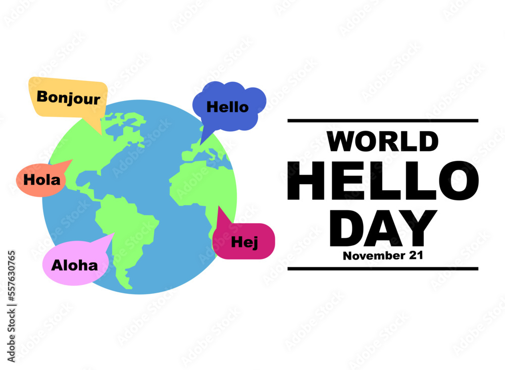 World Hello Day. Speech bubbles with greetings in different languages ...