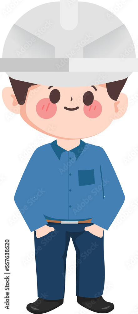 Cute cartoon engineer occupation character hand drawn style. Stock ...