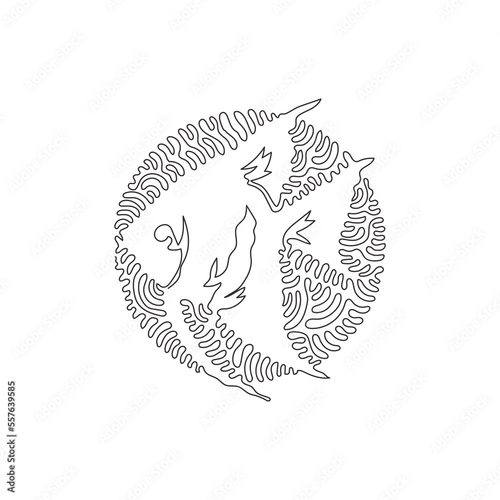 Photo & Art Print Continuous one curve line drawing of cute angelfish ...