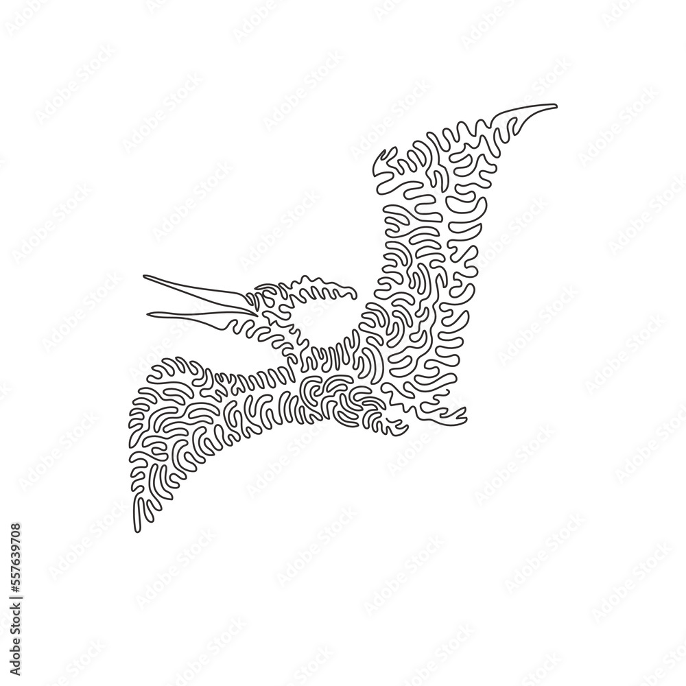 Single one line drawing of wing lizard abstract art. Continuous line ...