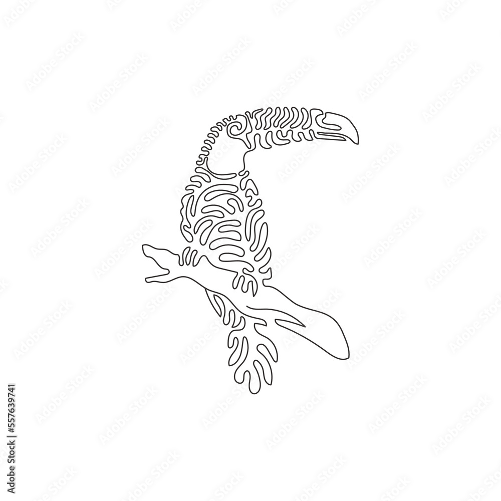 Continuous curve one line drawing of cute toucan curve abstract art ...