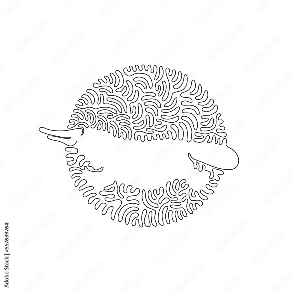 Continuous Curve One Line Drawing Of Cute Platypus Abstract Art In Circle Single Line Editable
