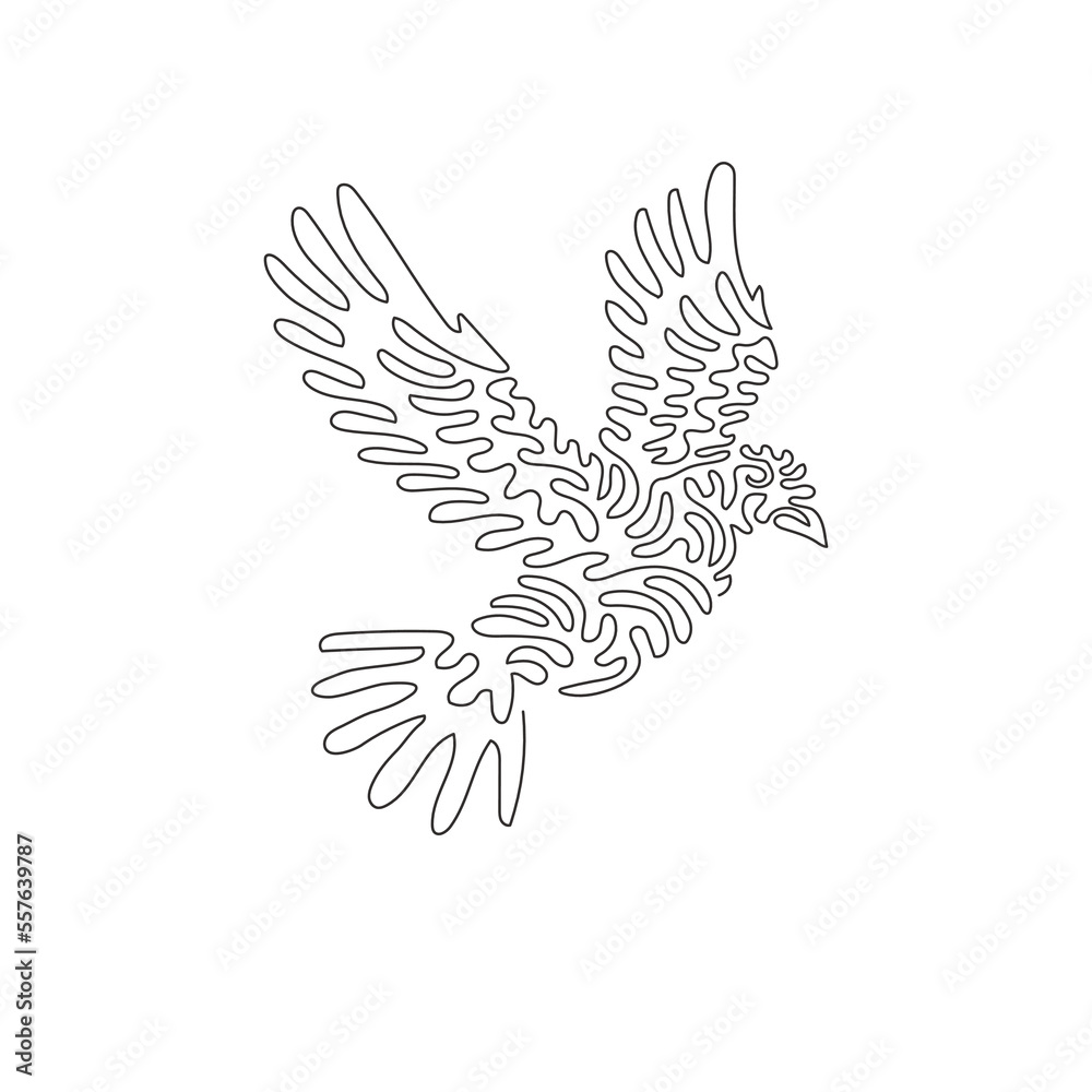 Continuous Curve One Line Drawing Of Cute Flying Dove Curve Abstract Art Single Line Editable