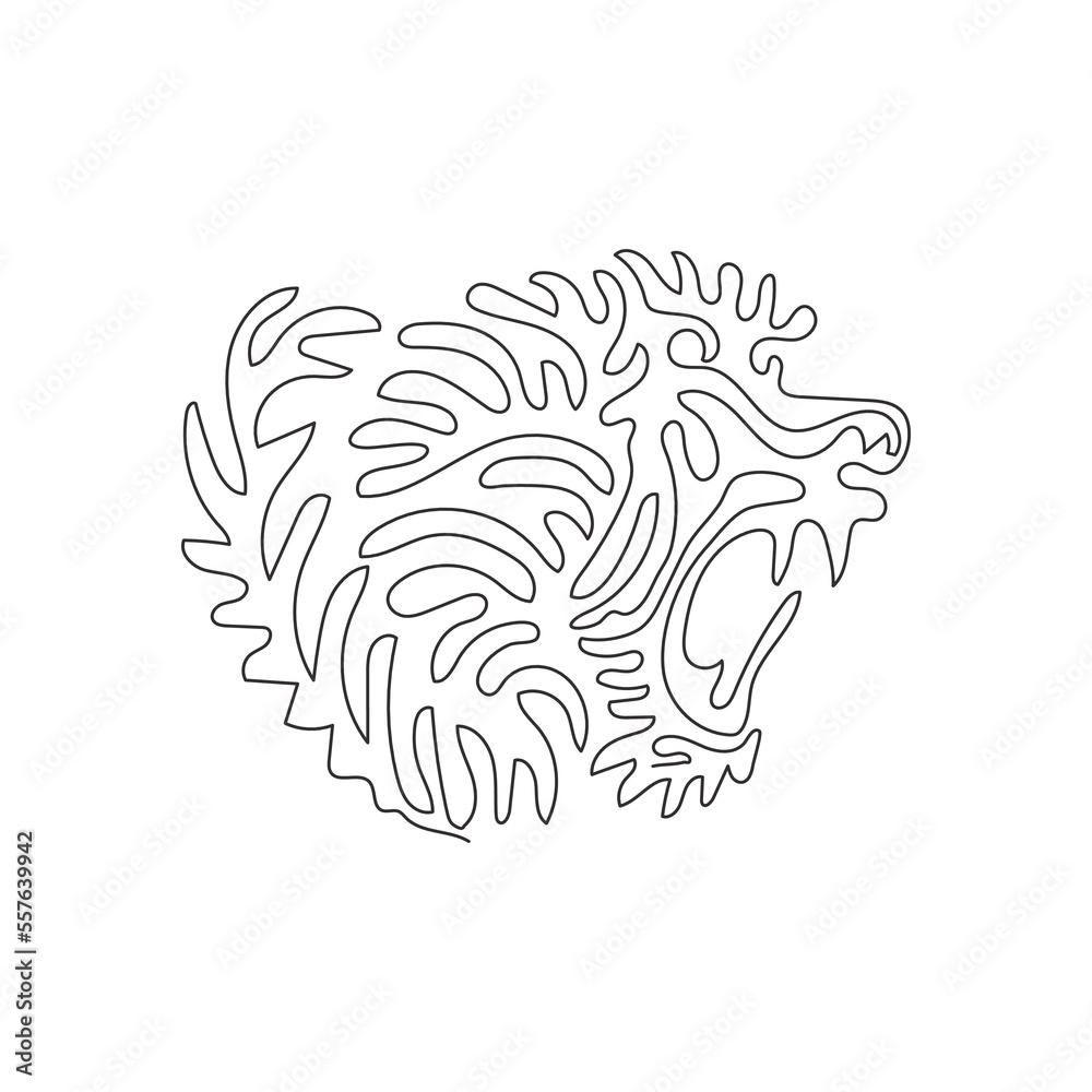 Single curly one line drawing of wild baboon abstract art. Continuous ...