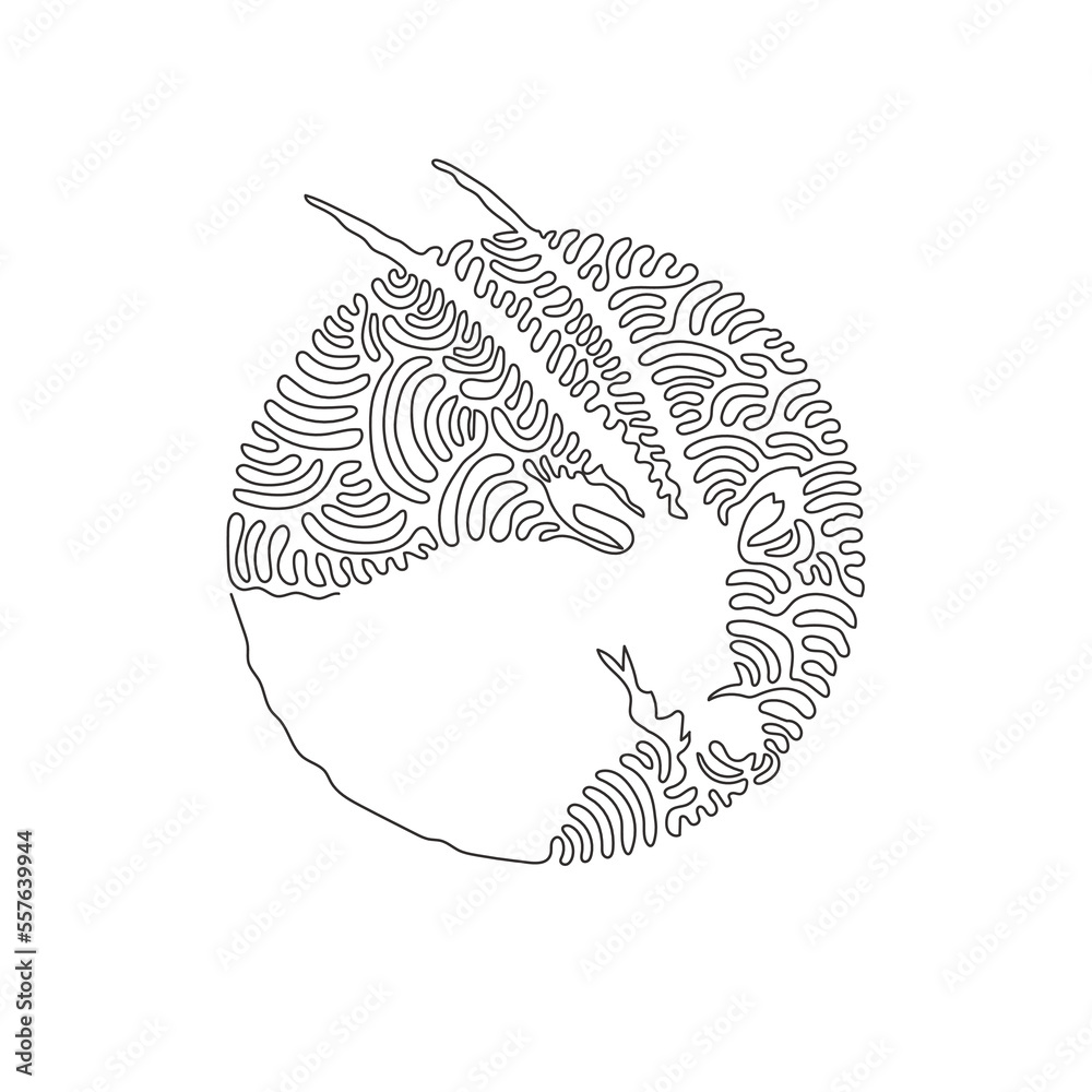 Single One Curly Line Drawing Of Beautiful Oryx Abstract Art