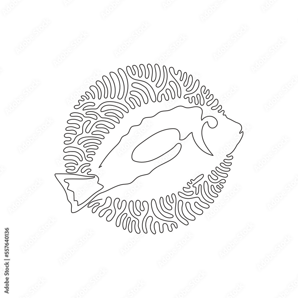 Continuous curve one line drawing of beautiful blue tang abstract art ...