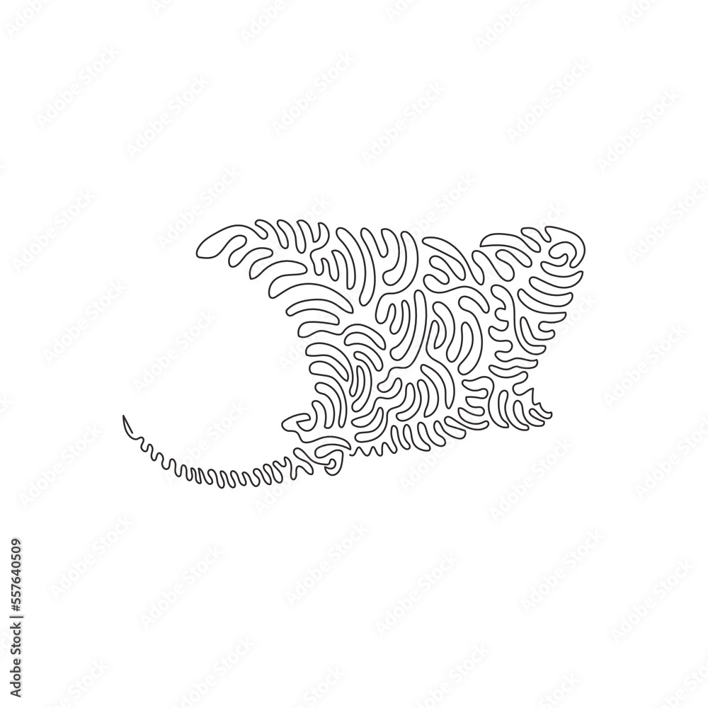 Continuous curve one line drawing of cute broad fins animal curve ...