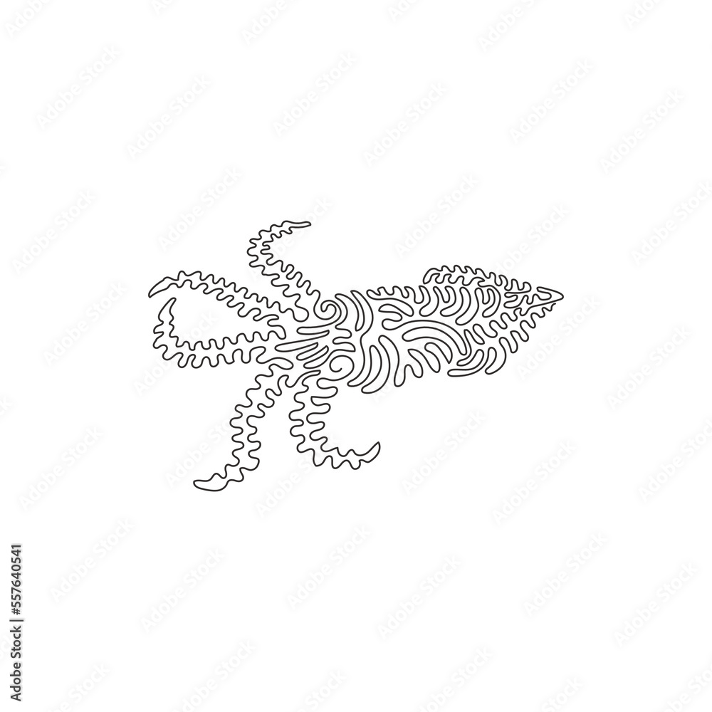Single one line drawing of intelligent invertebrates abstract art ...